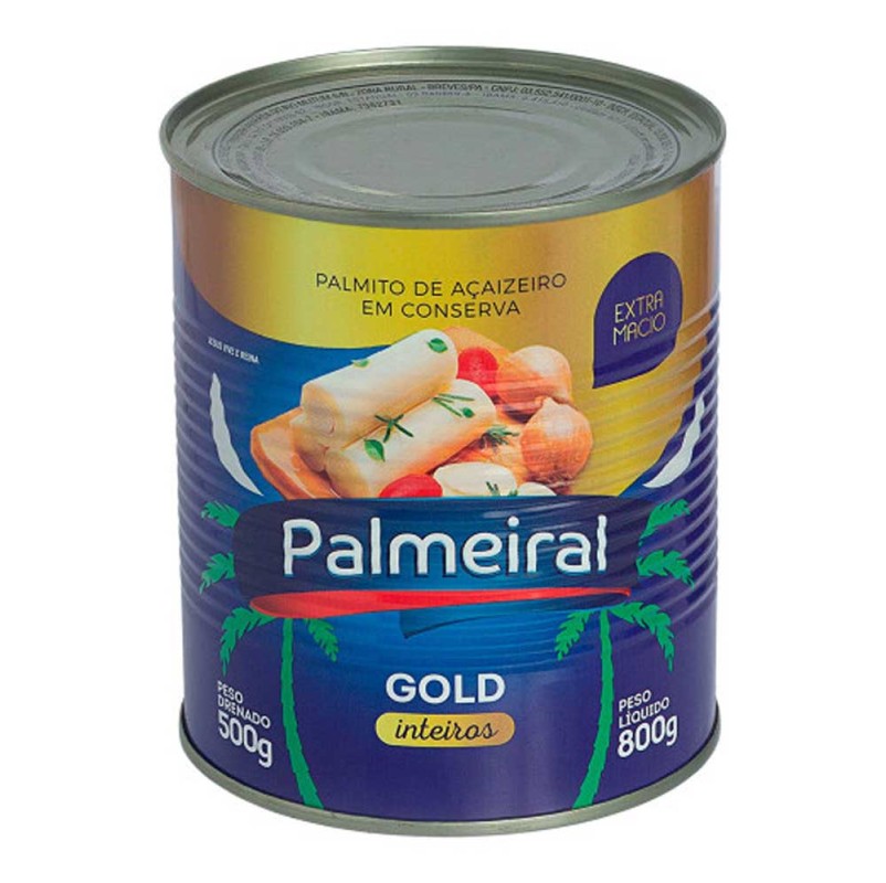 Palmito de Açai Gold Inteiro Palmeiral Lata de 500g