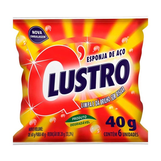 Lã de Aço Q´Lustro Pacote de 40G Fardo com 16 Unidades